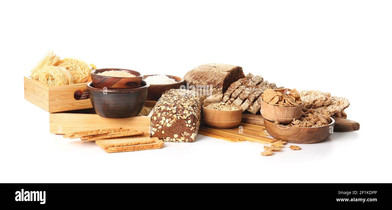 Set of different products on white background Stock Photo - Alamy