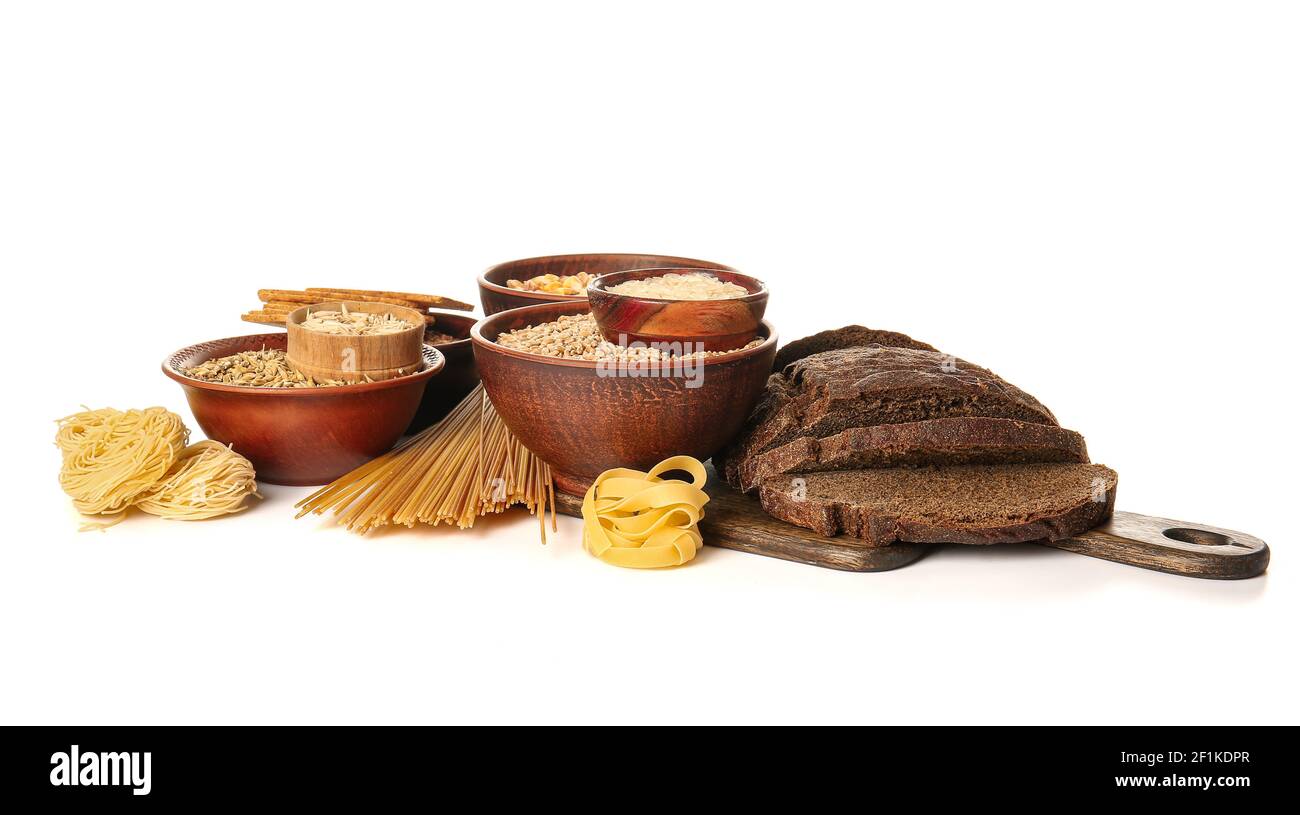 Set of different products on white background Stock Photo - Alamy