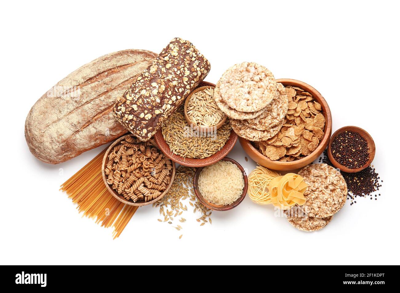 Set of different products on white background Stock Photo - Alamy