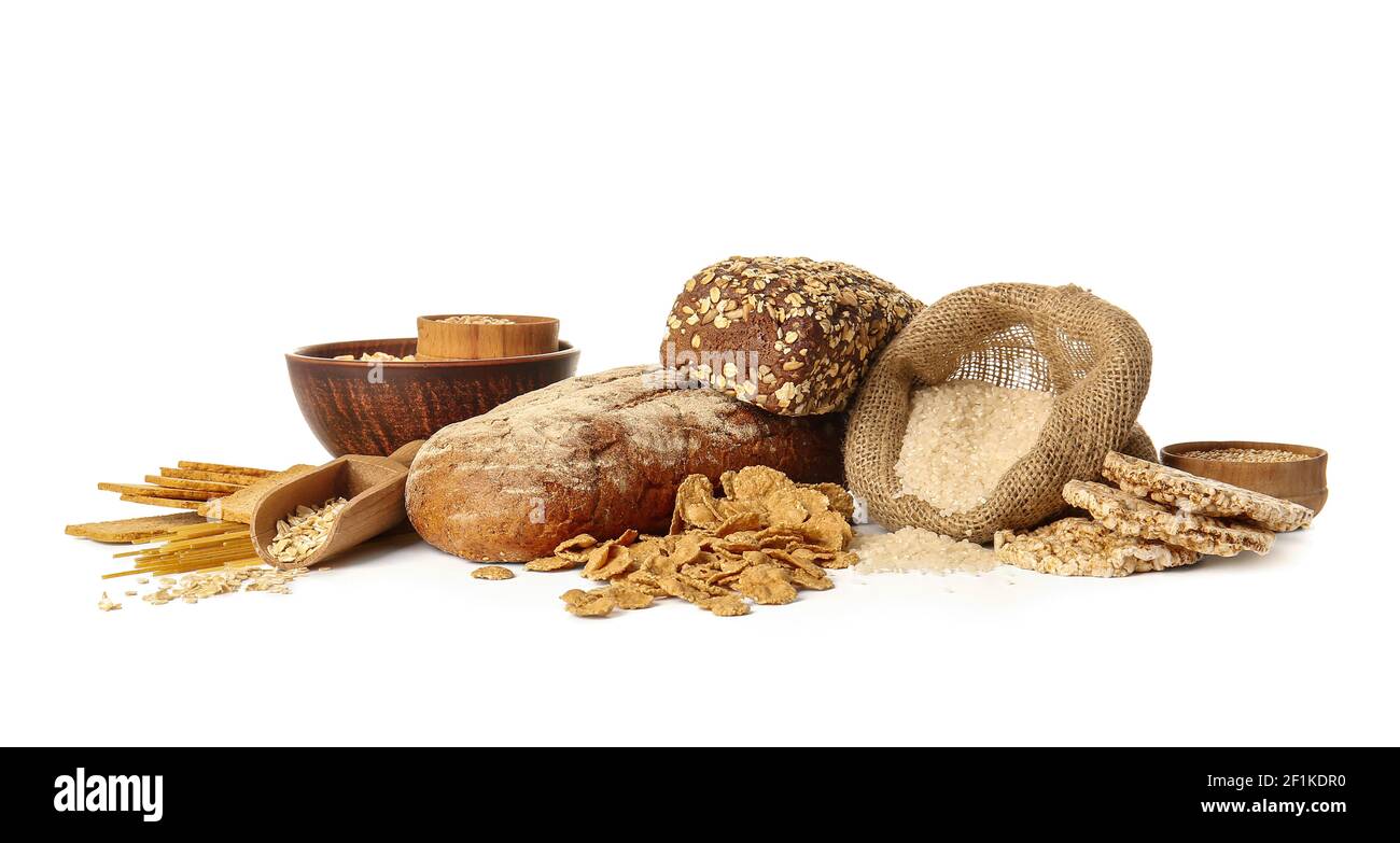 Set of different products on white background Stock Photo - Alamy