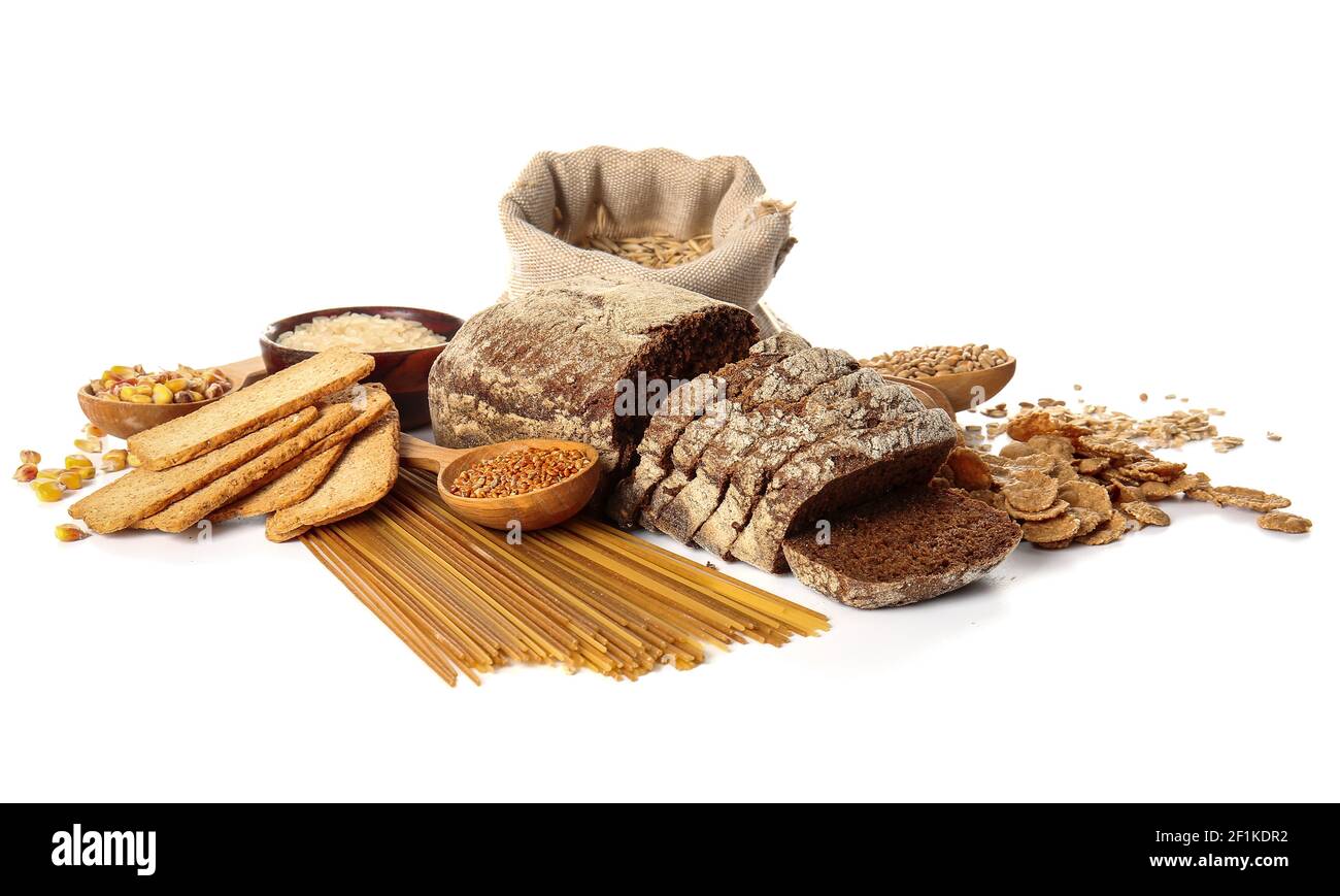 Set of different products on white background Stock Photo - Alamy