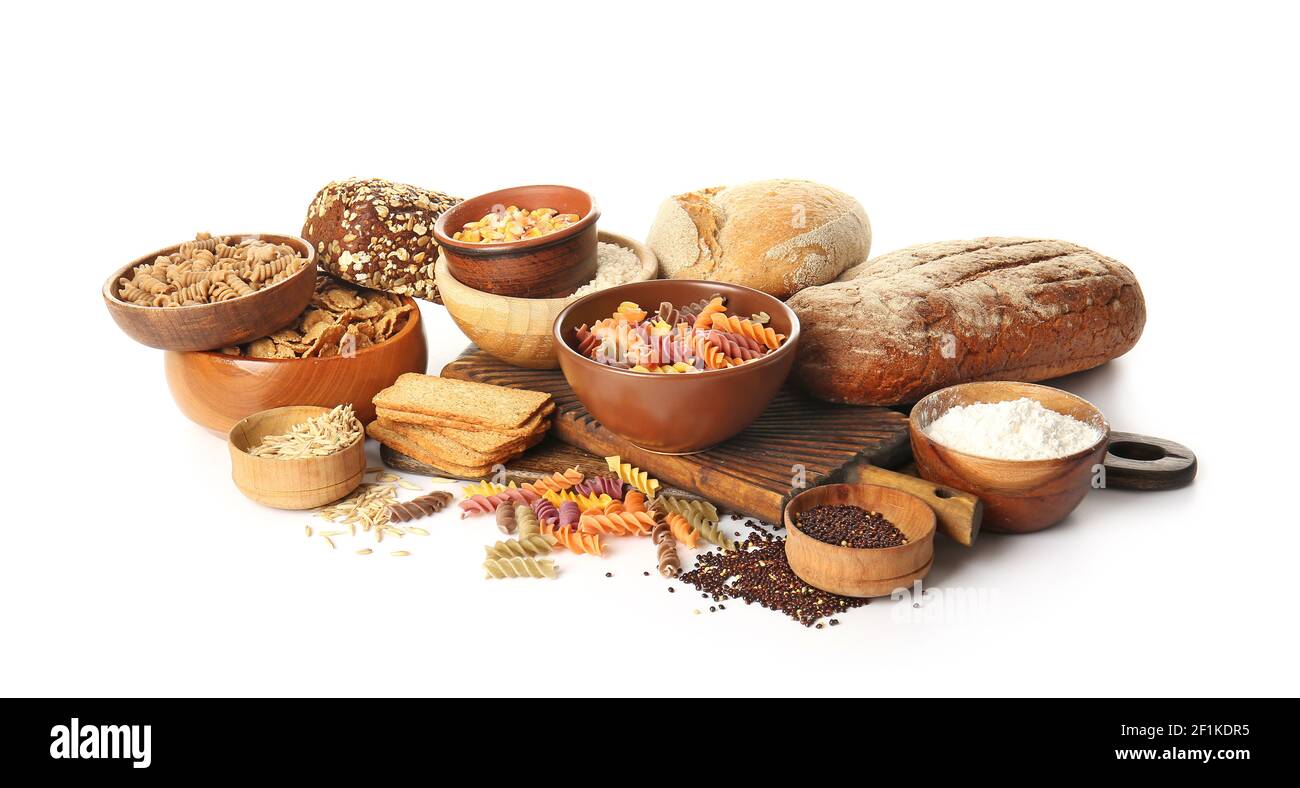 Set of different products on white background Stock Photo - Alamy