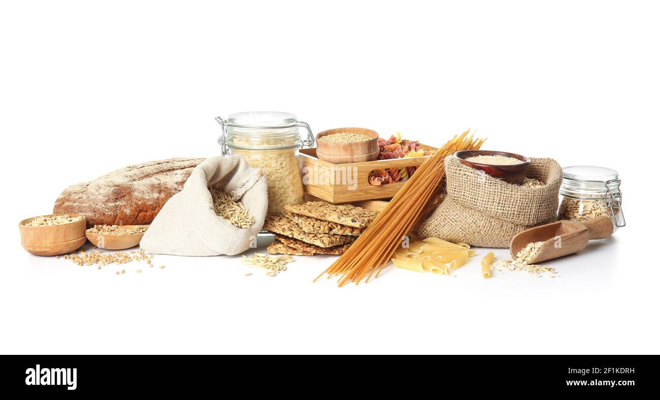 Set of different products on white background Stock Photo - Alamy