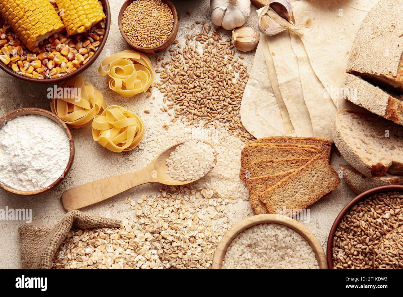 Set of different products on light background, closeup Stock Photo - Alamy