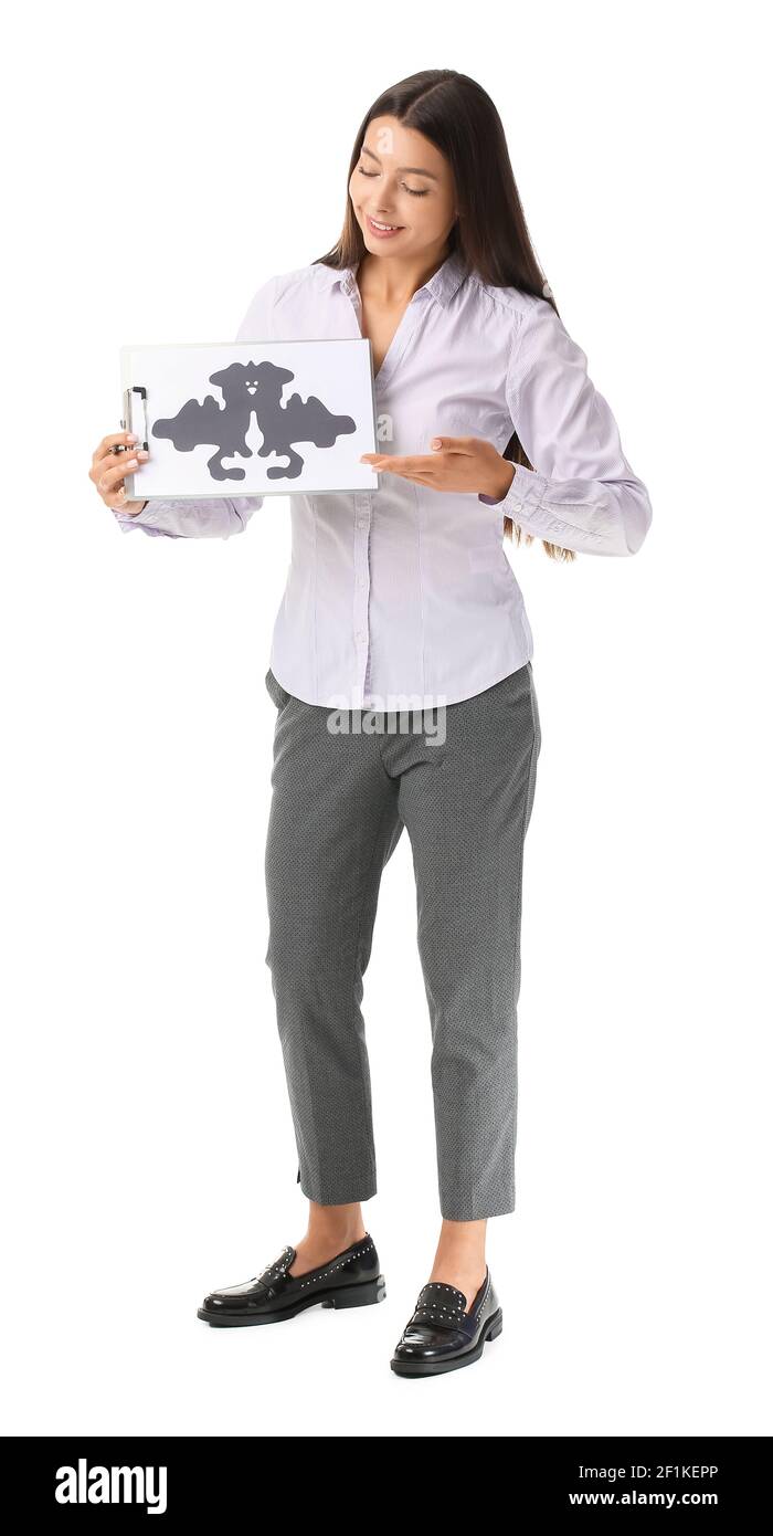 Portrait of female psychologist on white background Stock Photo - Alamy