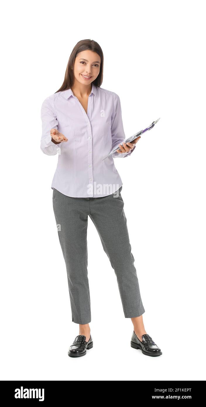 Portrait of female psychologist on white background Stock Photo - Alamy