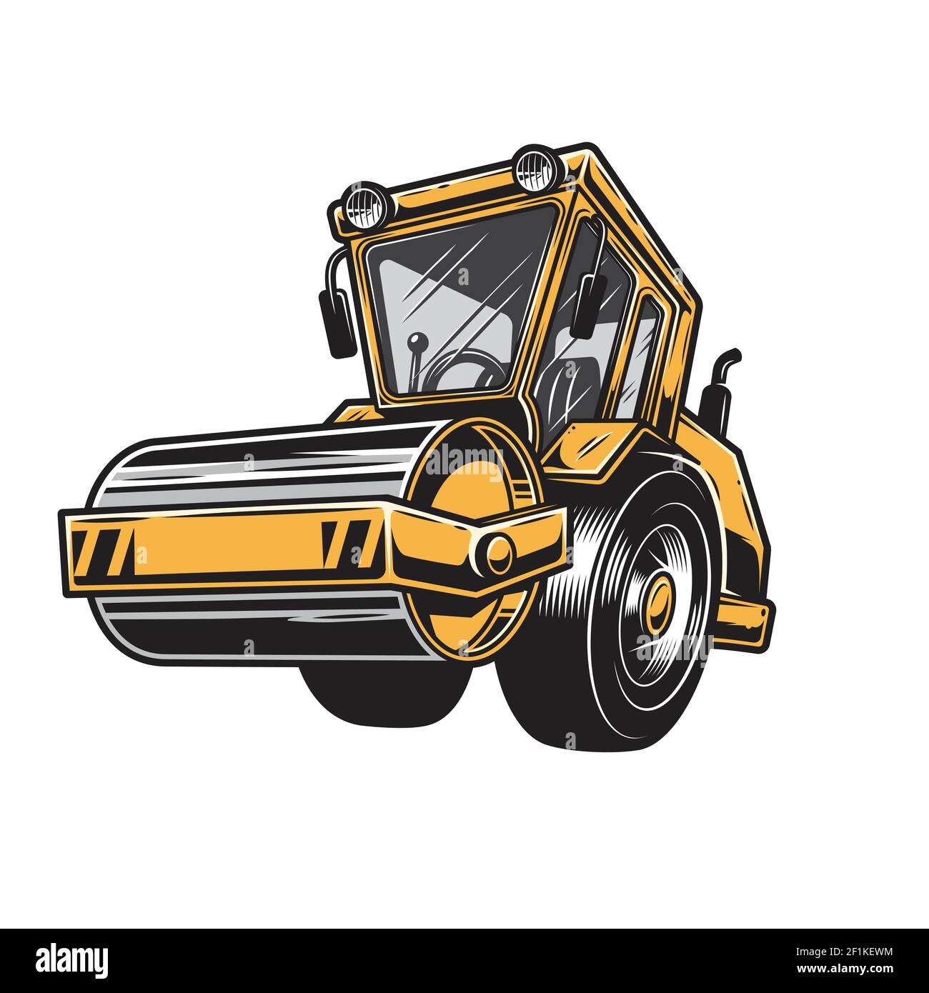 Vector illustration of color steamroller on white background Stock ...