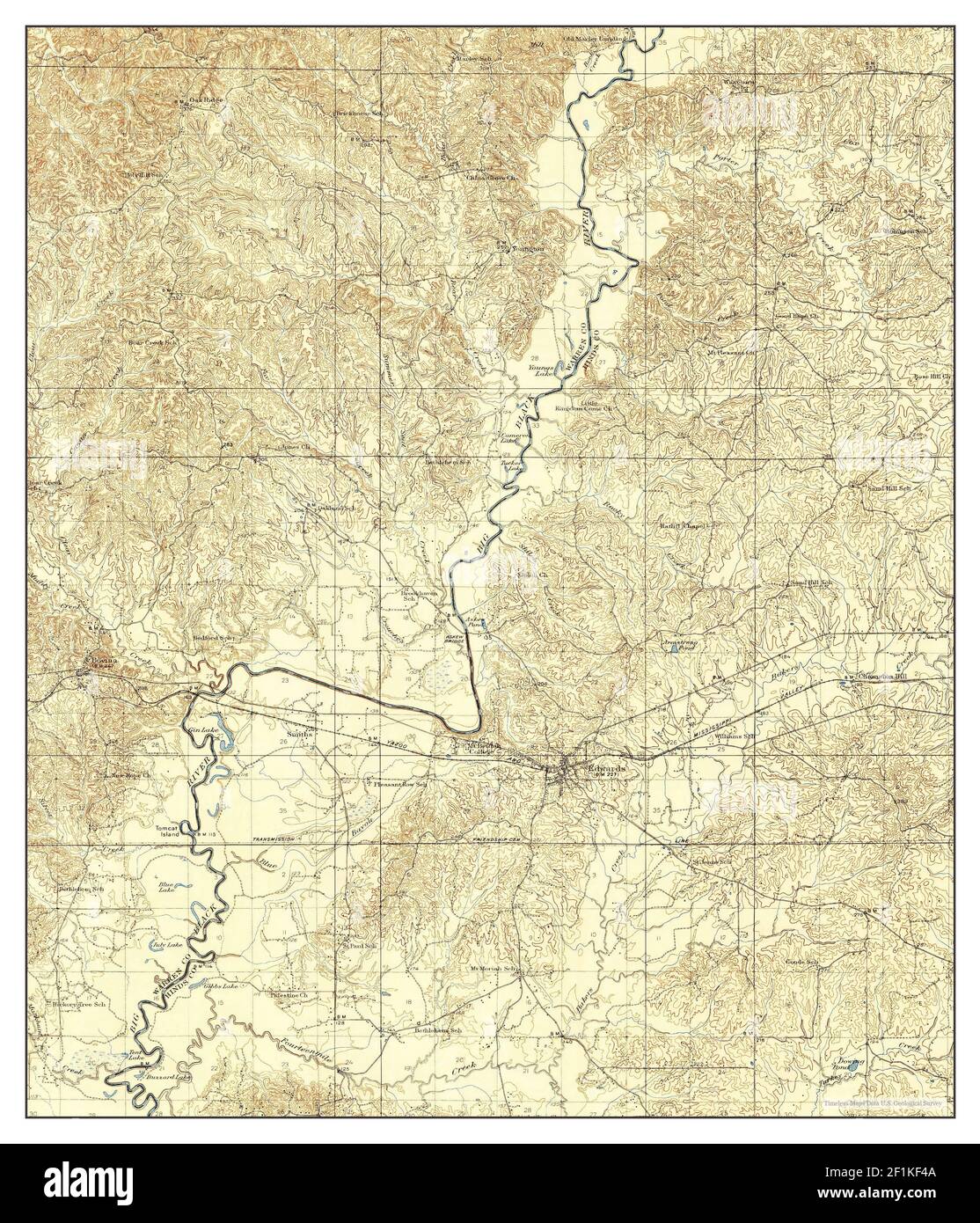 Edwards, Mississippi, map 1938, 1:62500, United States of America by ...