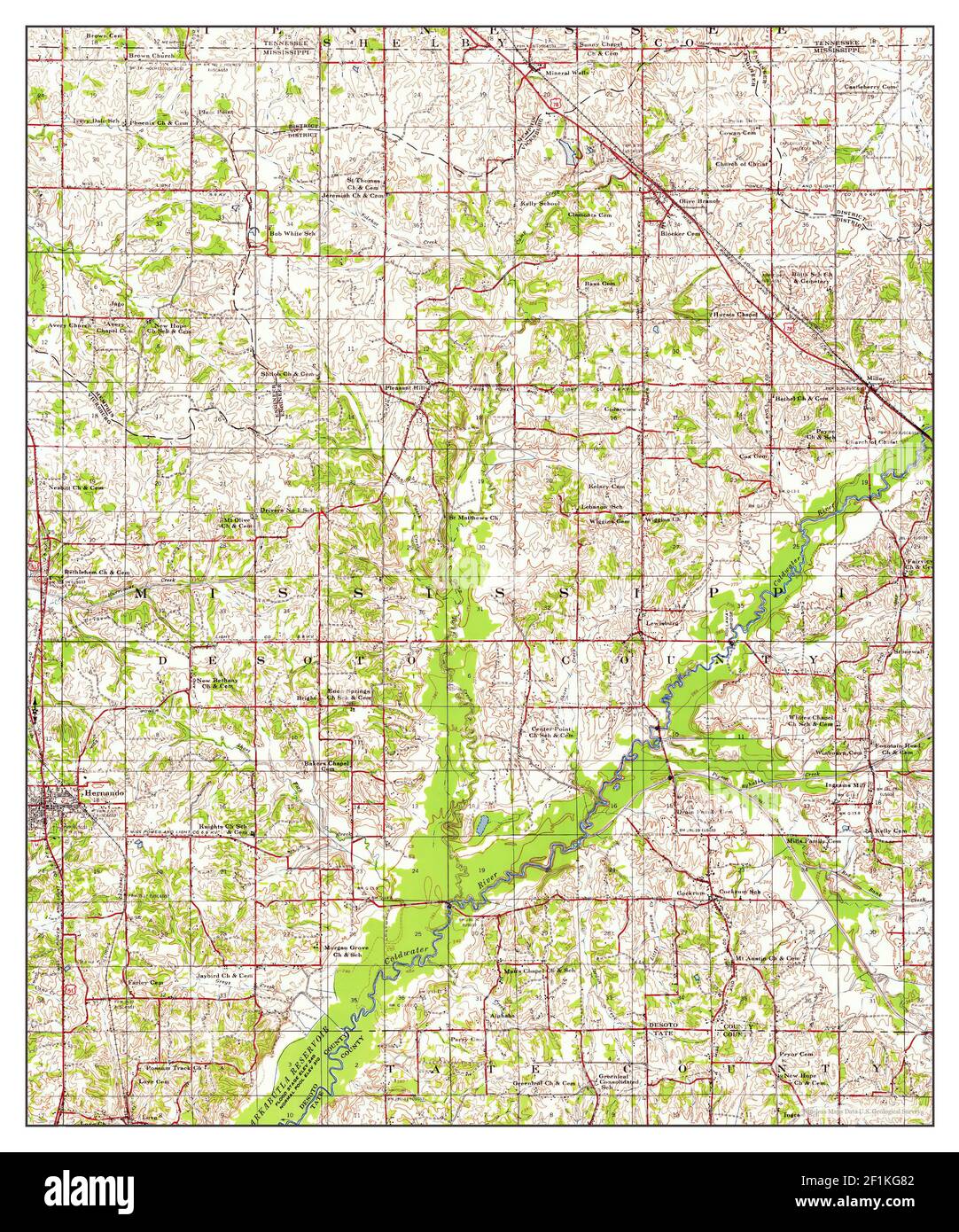 Hernando, Mississippi, map 1944, 1:62500, United States of America by ...