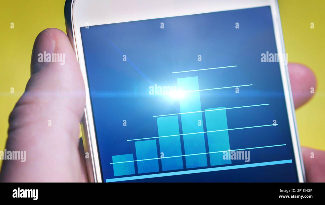 Animated graph in a mobile phone screen Stock Photo - Alamy