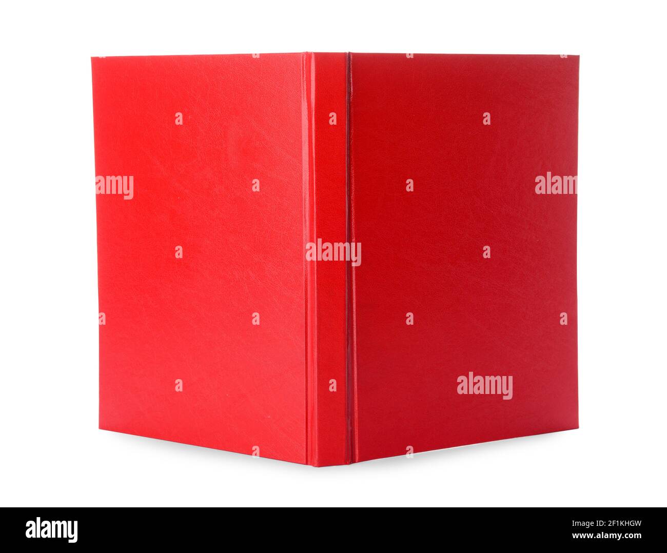 Book with red cover on white background Stock Photo - Alamy