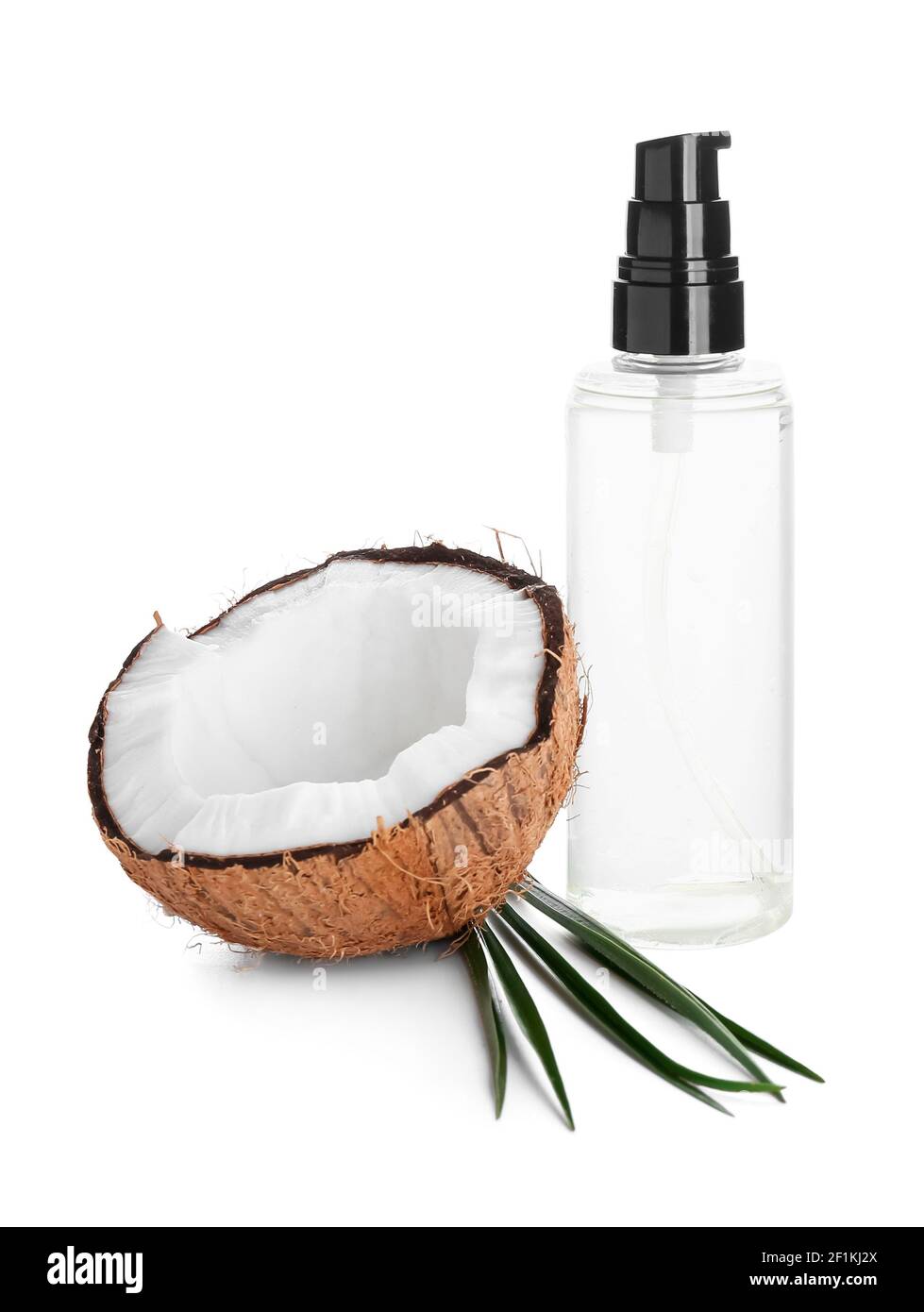 Bottle of coconut oil on white background Stock Photo - Alamy
