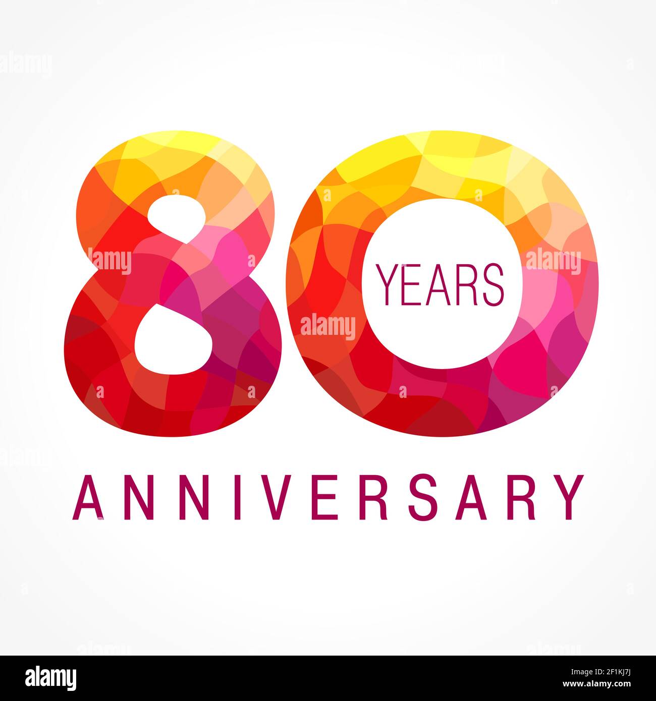 80 years old celebrating fiery logo. Anniversary flamed year of 80 th. Vector congrats flamy 0 ...
