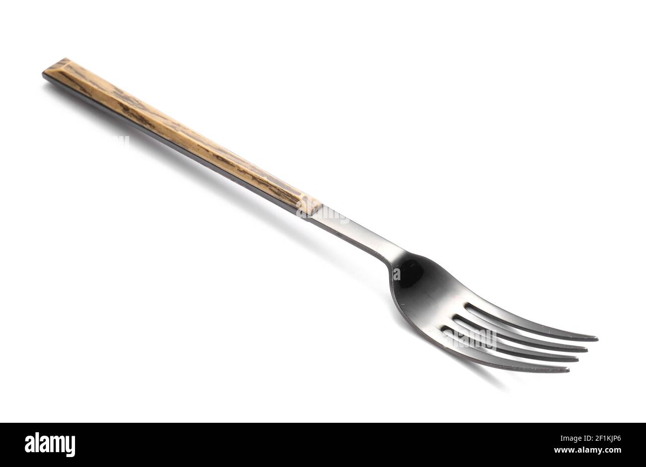 Stylish fork on white background Stock Photo - Alamy