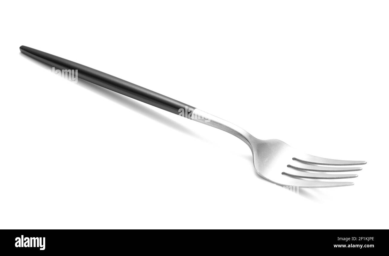 Stylish fork on white background Stock Photo - Alamy