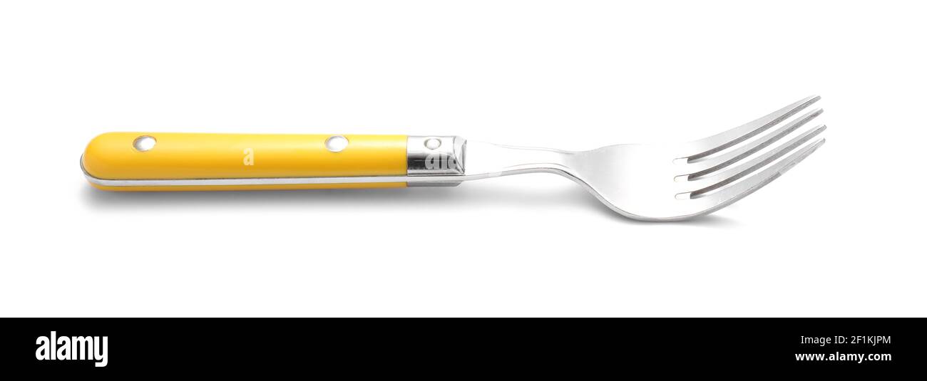 Stylish fork on white background Stock Photo - Alamy