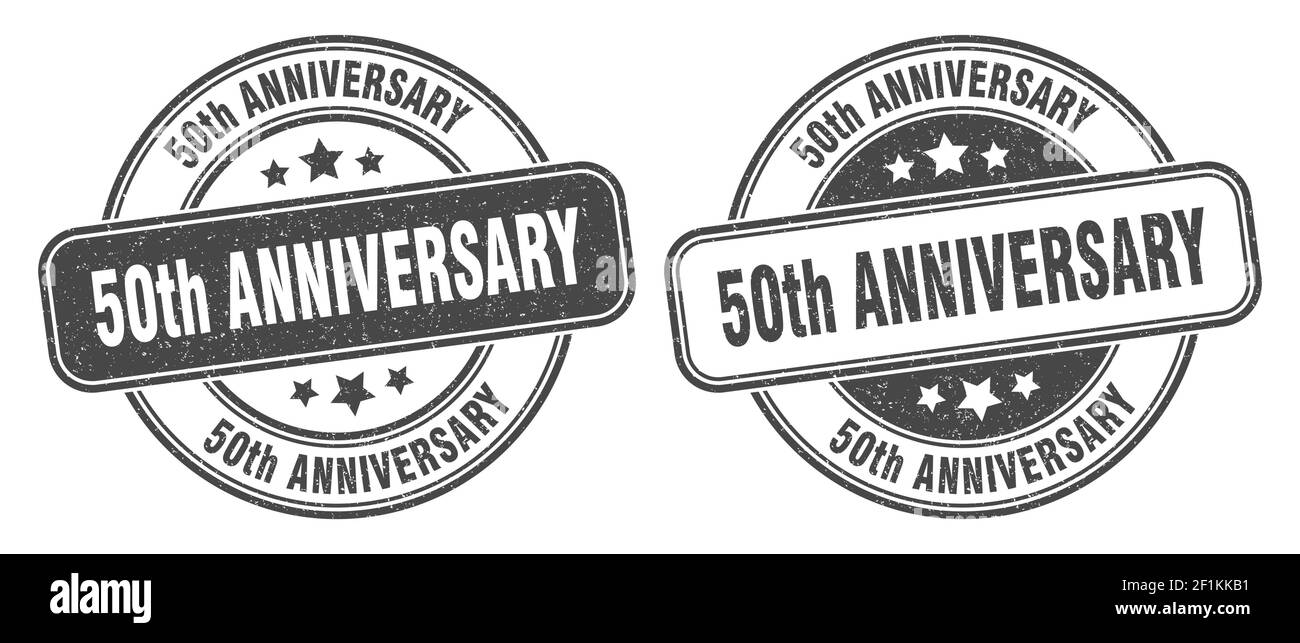 50th anniversary stamp. 50th anniversary sign. round grunge label Stock ...