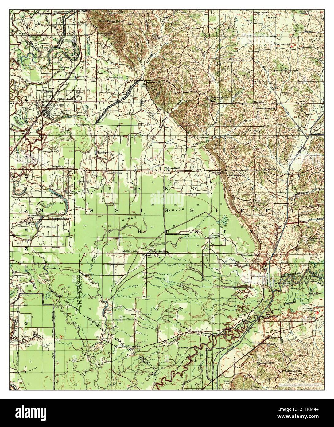 Sledge, Mississippi, map 1939, 1:62500, United States of America by ...