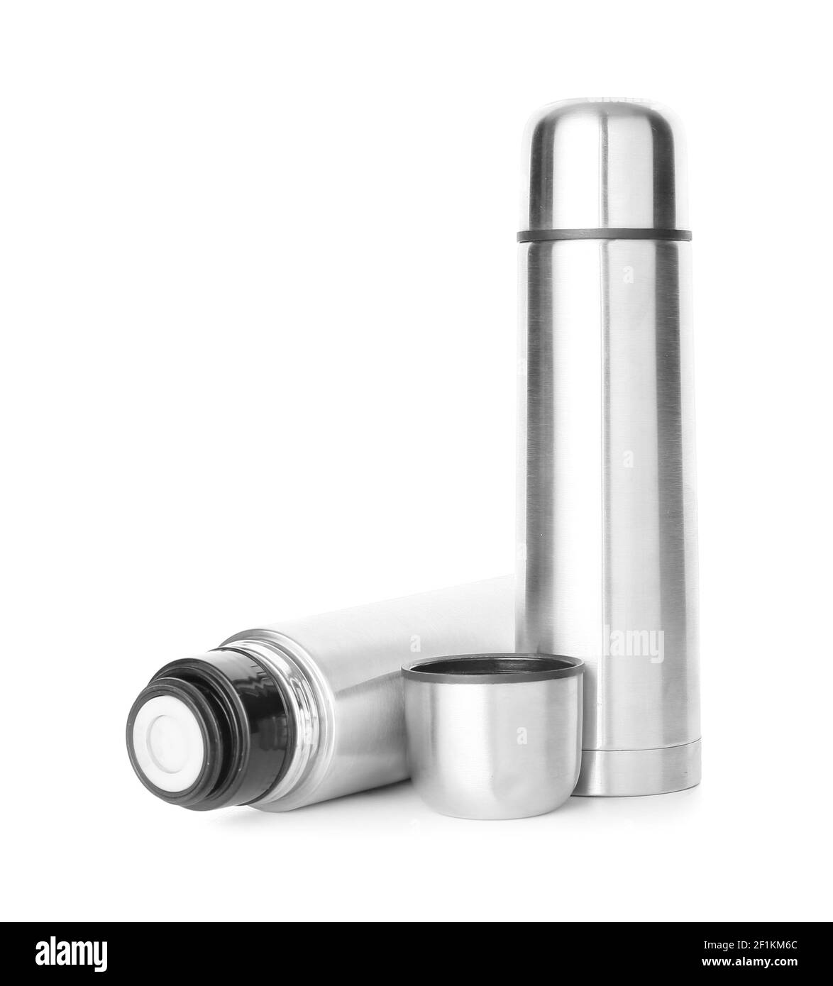 Modern thermoses on white background Stock Photo - Alamy