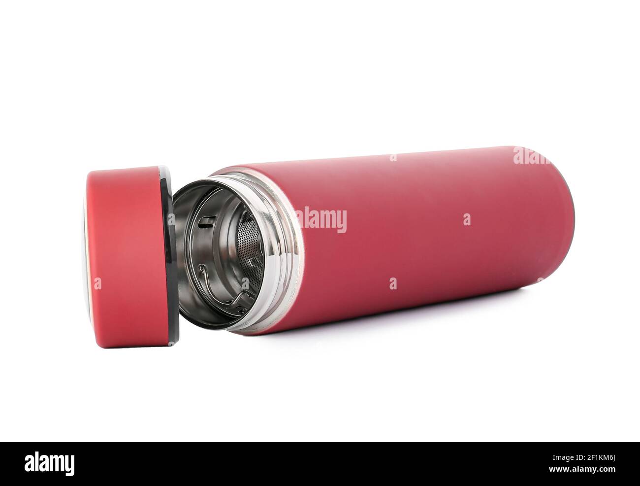 Modern thermos on white background Stock Photo - Alamy