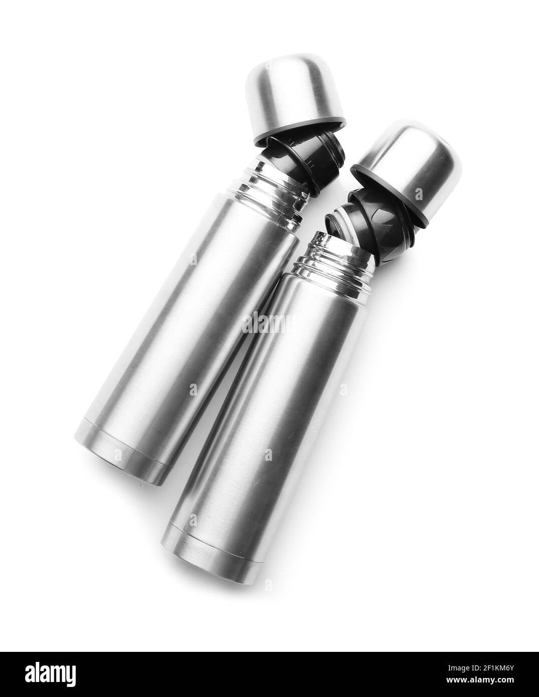 Modern thermoses on white background Stock Photo - Alamy