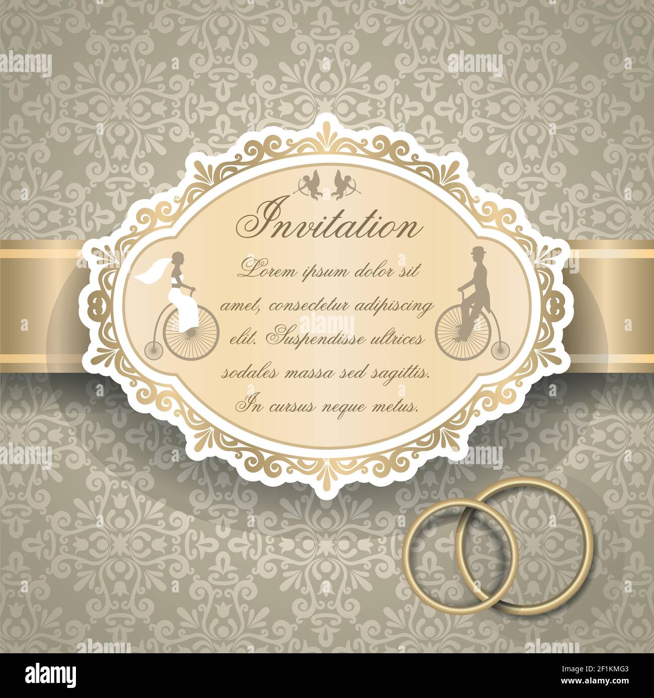Retro wedding invitation vector design illustration Stock Vector Image ...