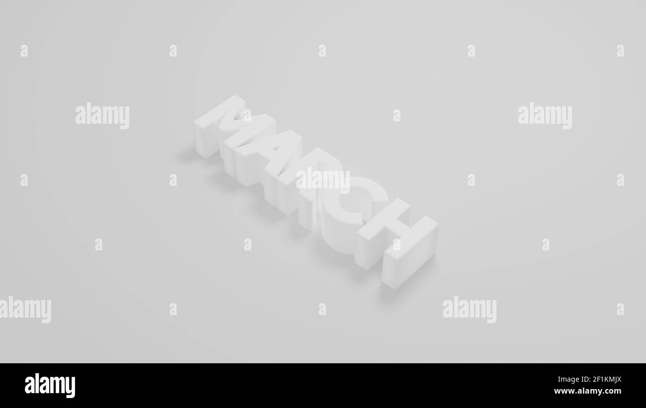 text 3d illustration rendering march on white background with shadow ...