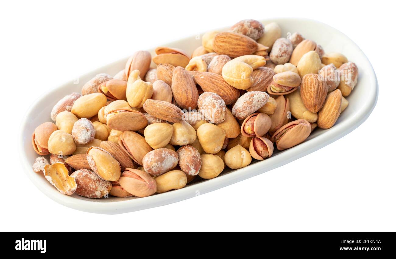 Mixed Roasted Snack isolated on white background Stock Photo - Alamy