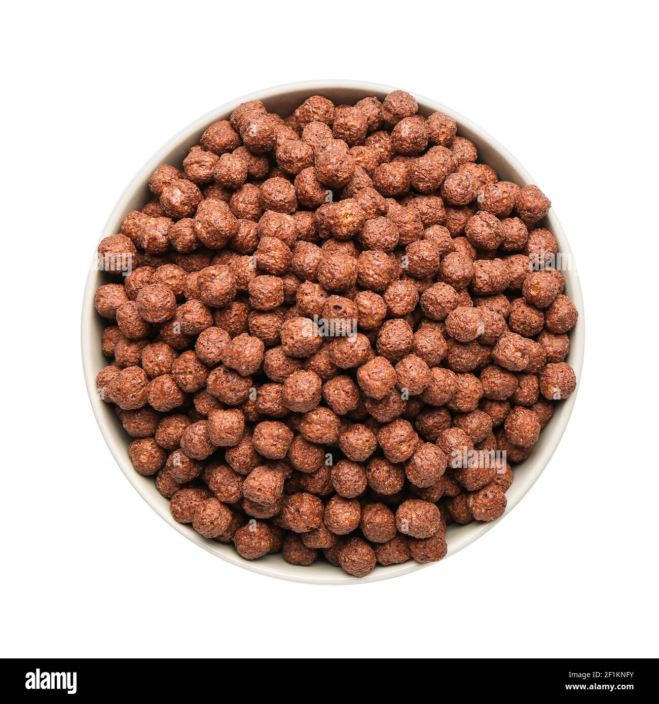 Bowl with chocolate corn balls on white background Stock Photo - Alamy
