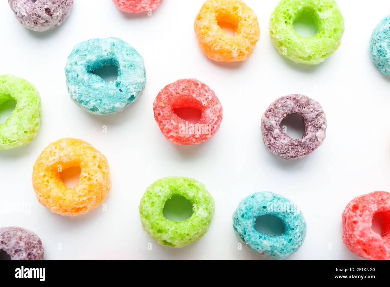 Tasty cereal rings on white background, closeup Stock Photo - Alamy
