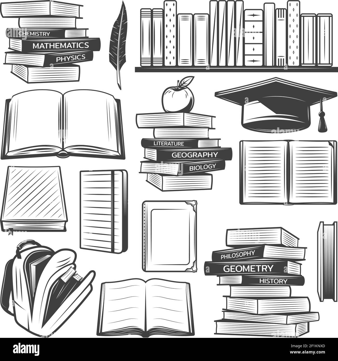 School Books Black And White