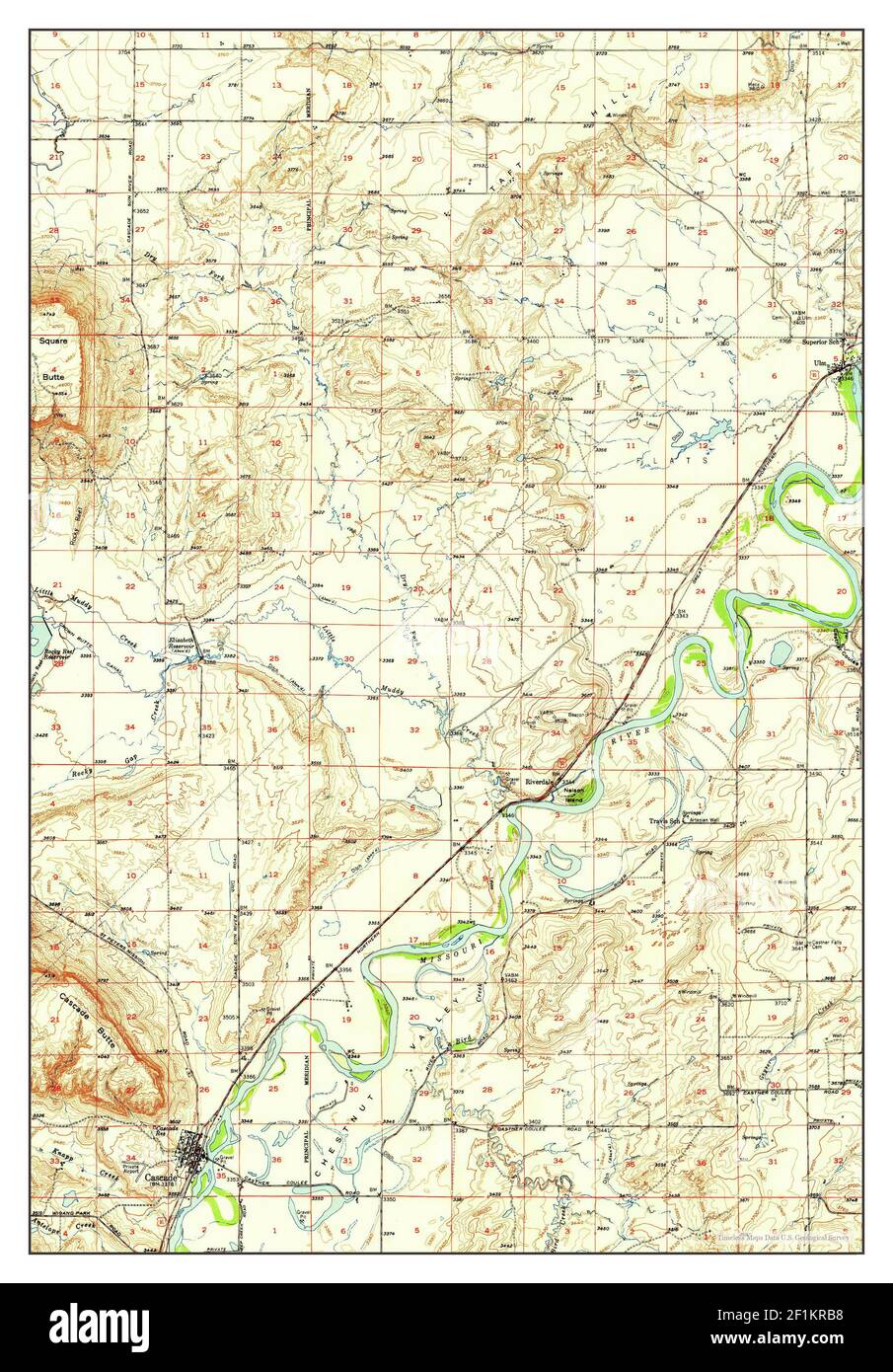 Map of cascade montana Cut Out Stock Images & Pictures - Alamy