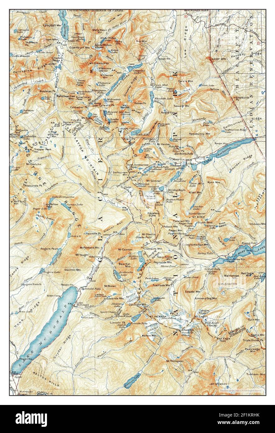 Chief Mountain, Montana, map 1938, 1:125000, United States of America ...