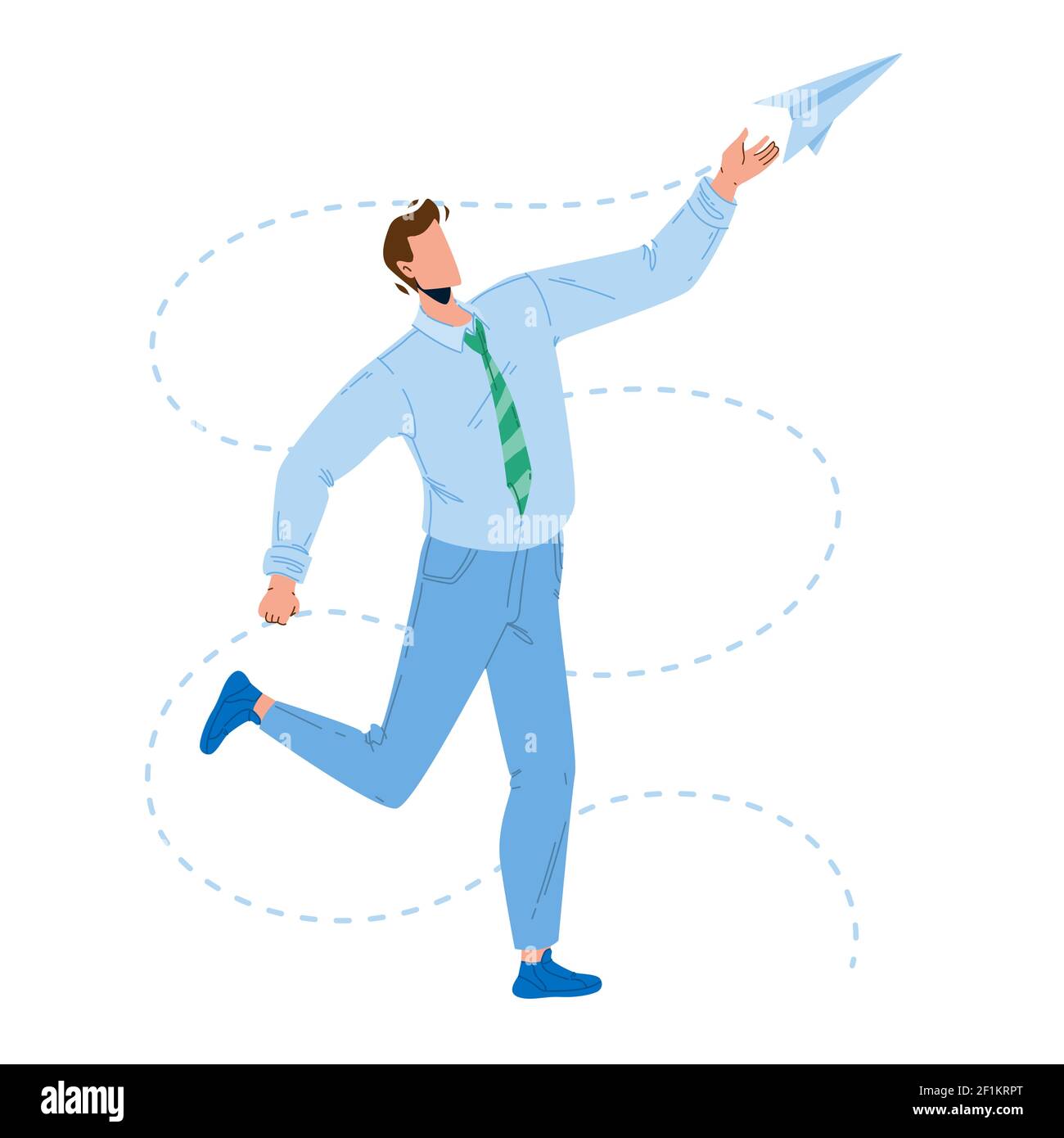 Paper Plane Launching Young Businessman Vector Illustration Stock ...