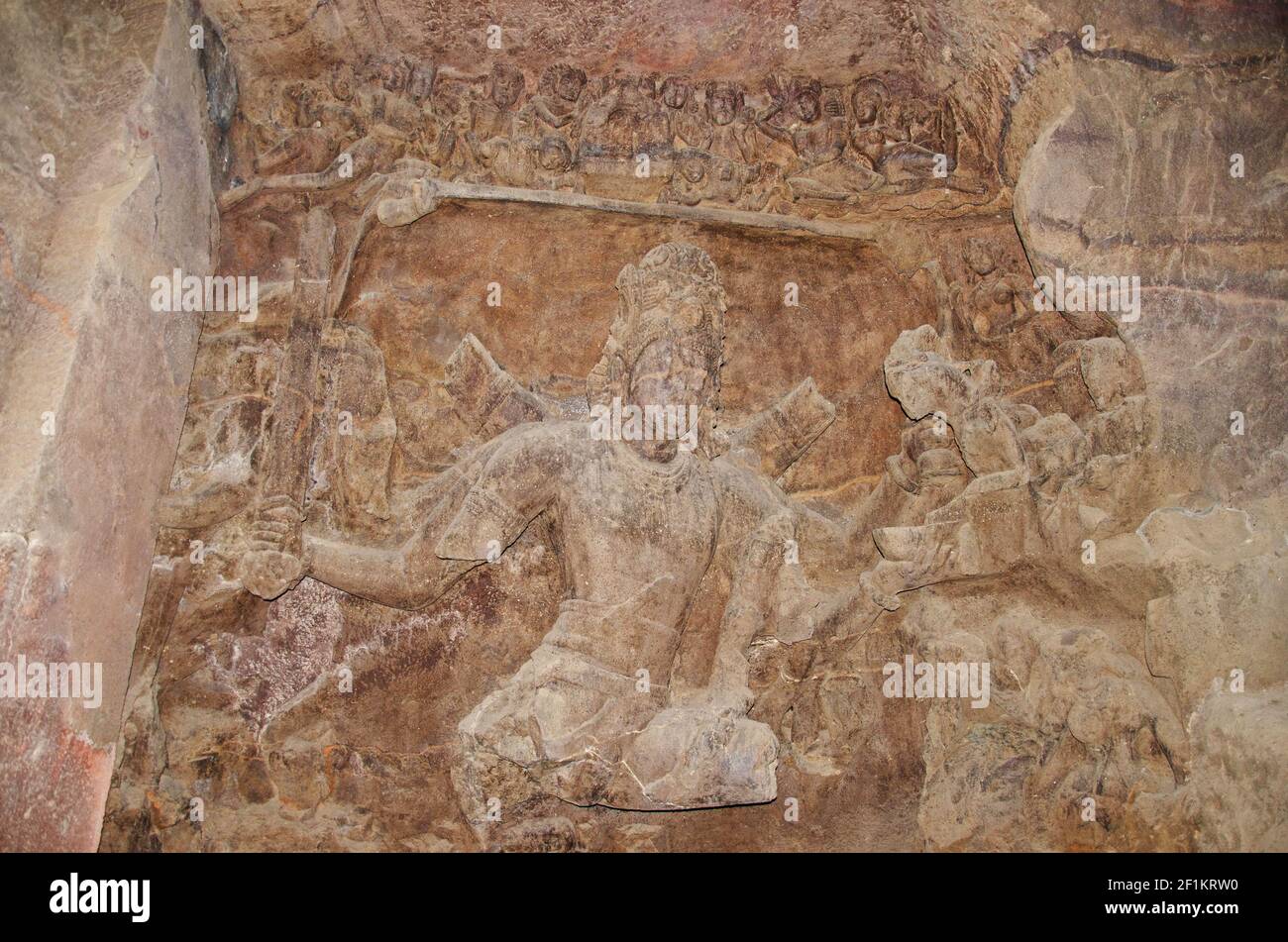 Carved idol of stone inside Cave 1, Elephanta Caves, Gharapuri island ...
