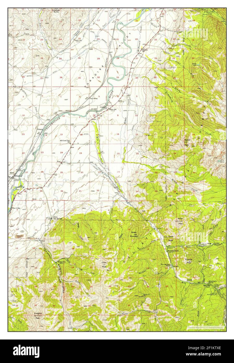 Emigrant, Montana, map 1955, 1:62500, United States of America by ...