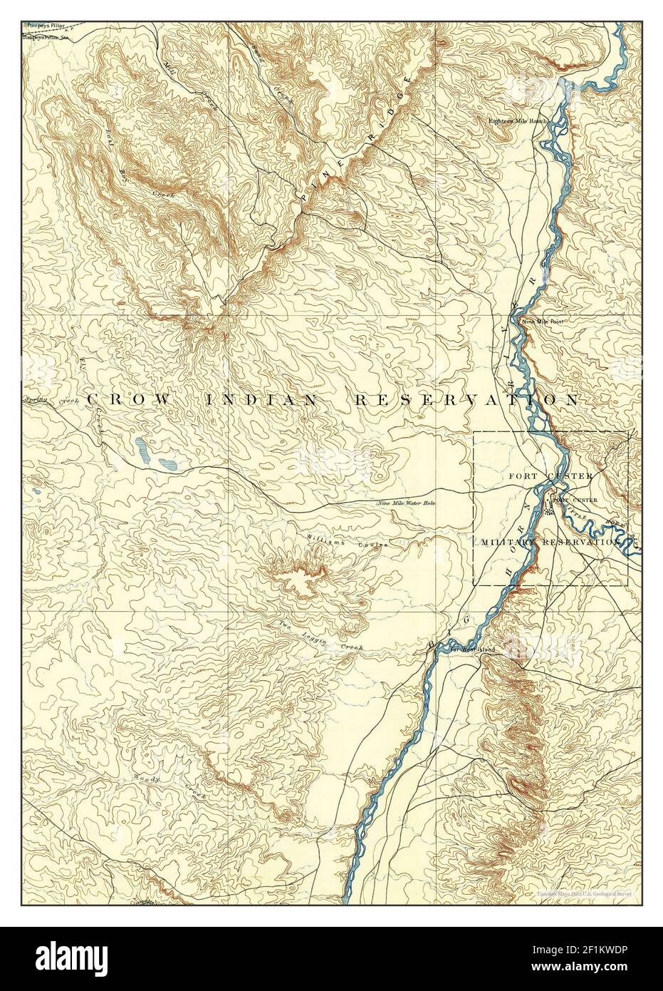 Fort Custer, Montana, map 1894, 1:125000, United States of America by ...