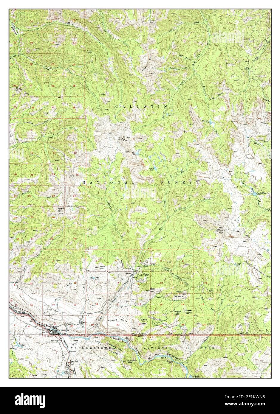 Gardiner, Montana, map 1955, 1:62500, United States of America by ...