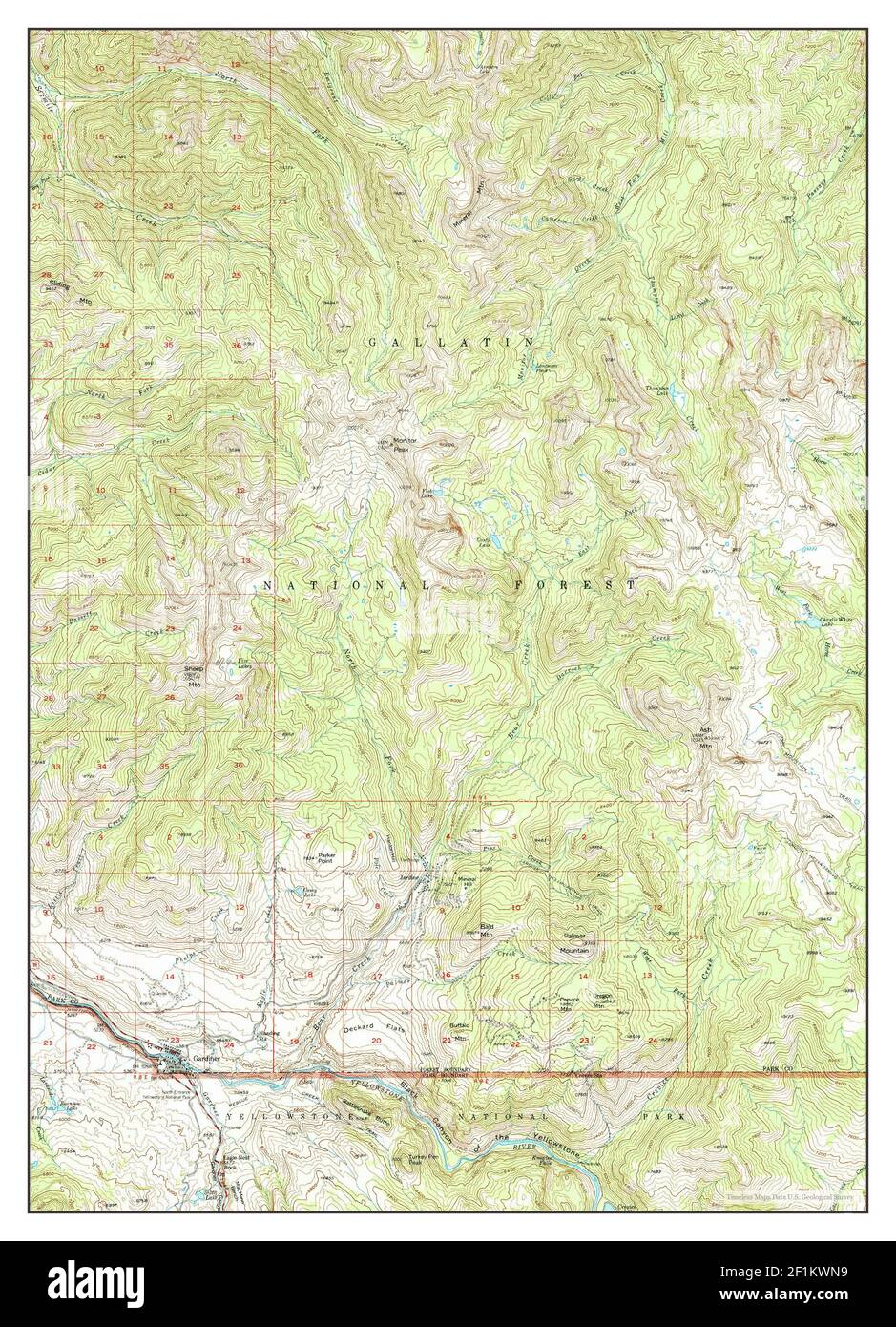 Gardiner, Montana, map 1955, 1:62500, United States of America by ...