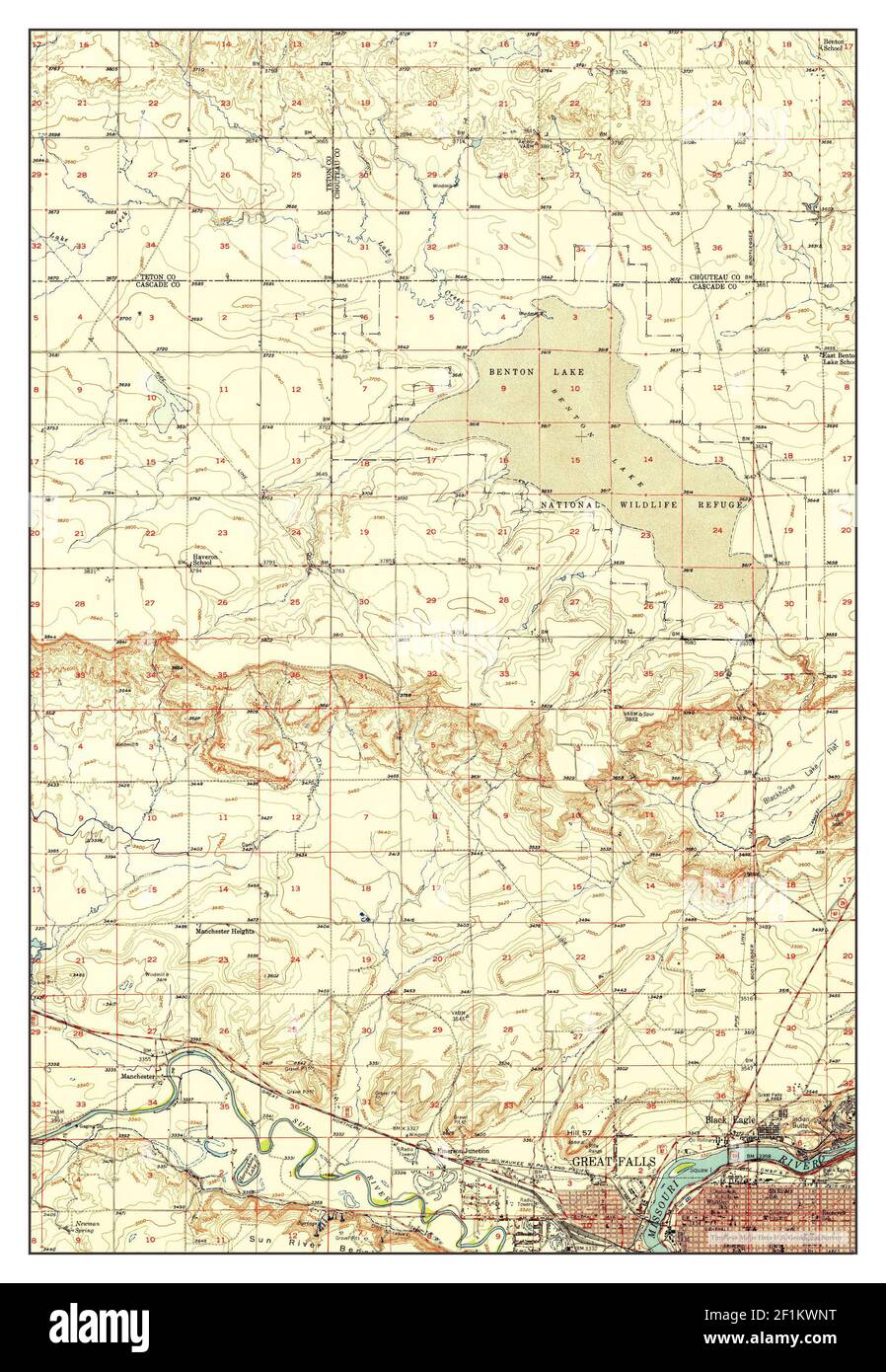 Great Falls, Montana, map 1951, 1:62500, United States of America by ...