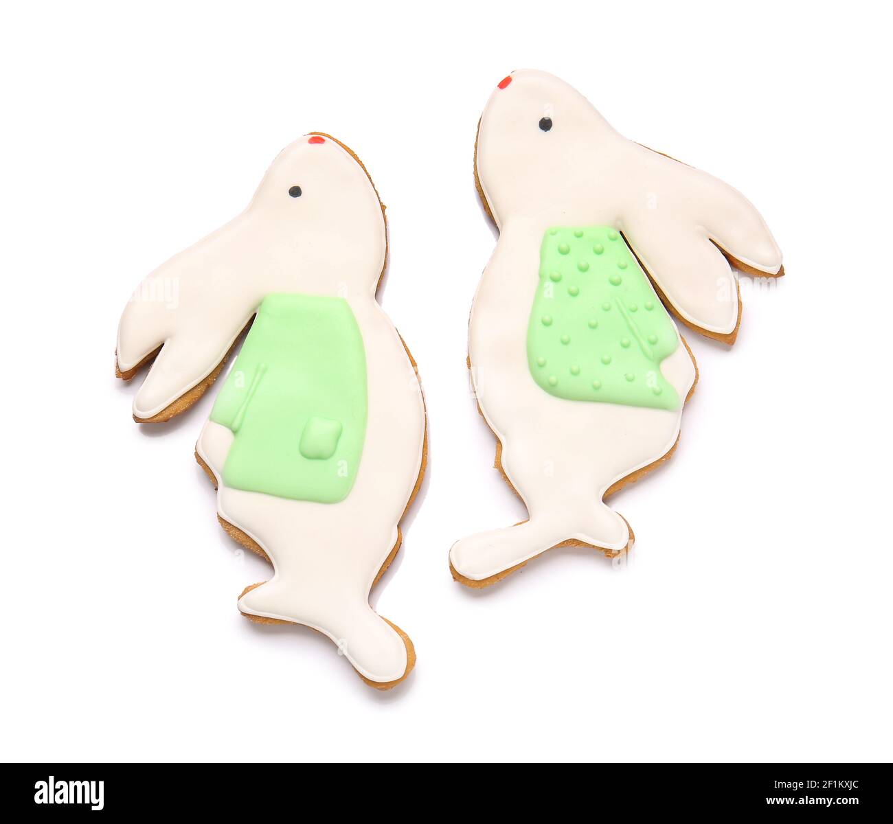 Tasty Easter cookies in shape of bunny on white background Stock Photo ...