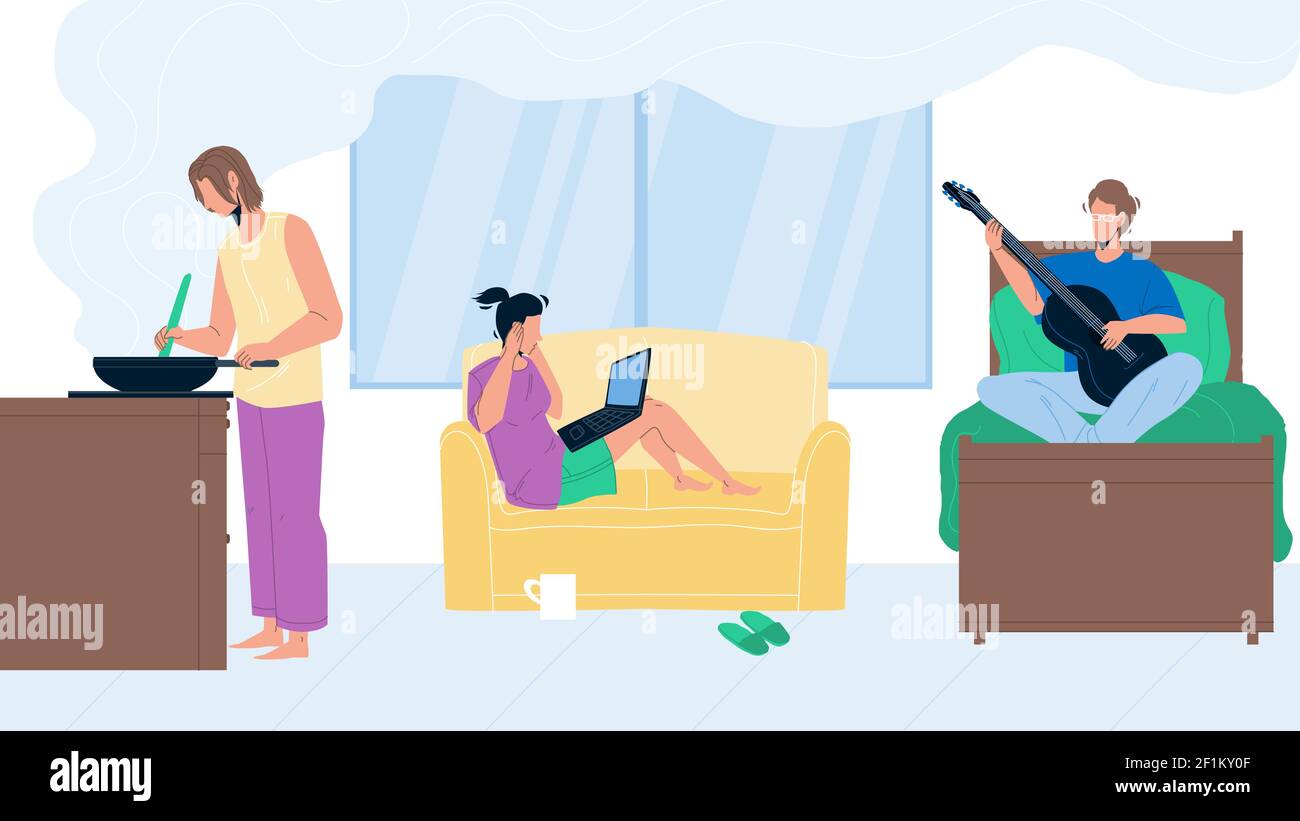 Roommate Problem In Student Hostel Room Vector Stock Vector Image & Art ...