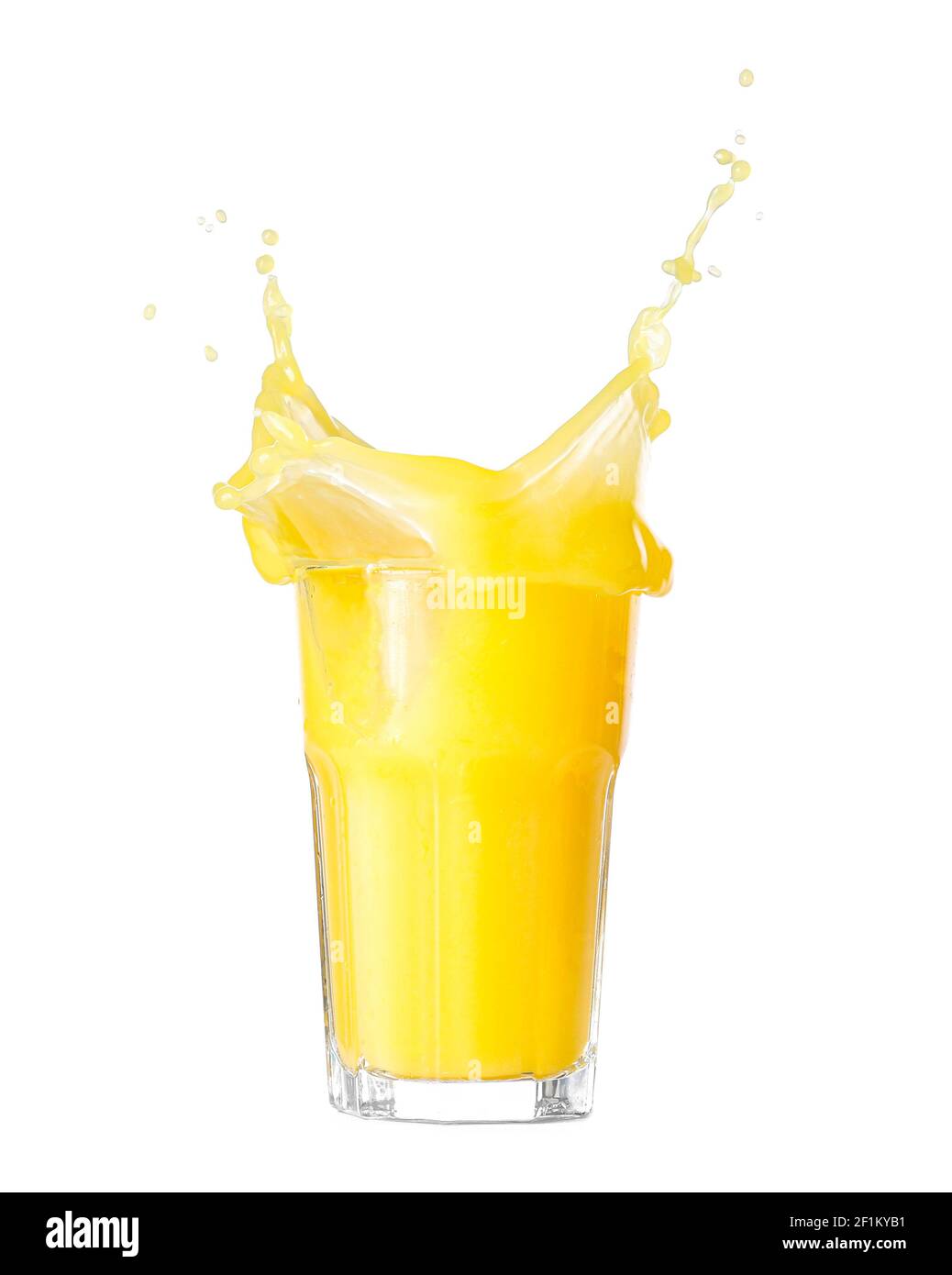 Glass of orange juice with splash on white background Stock Photo - Alamy