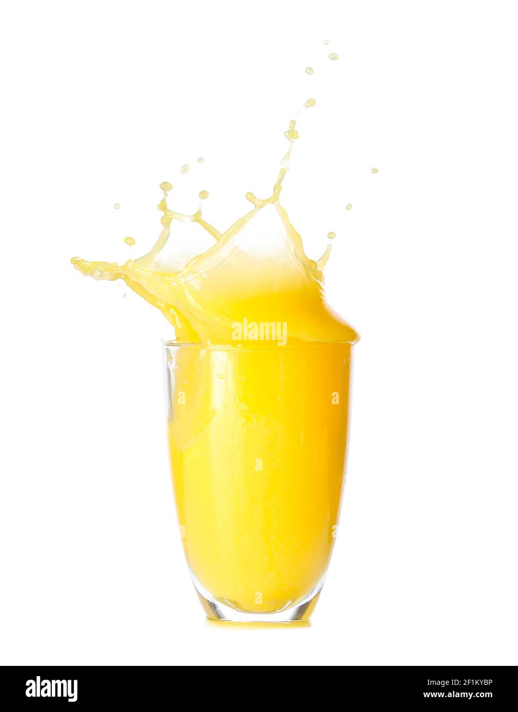 Glass of orange juice with splash on white background Stock Photo - Alamy