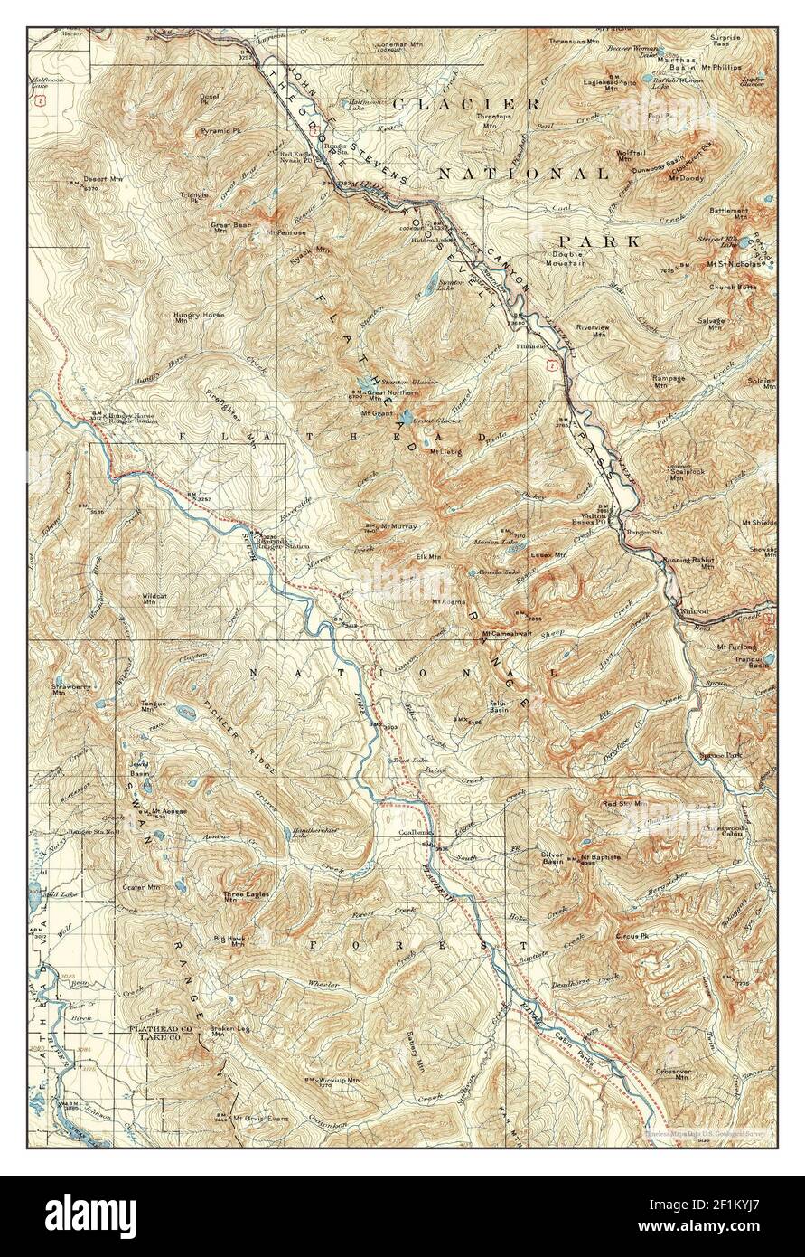 Nyack, Montana, map 1914, 1:125000, United States of America by ...