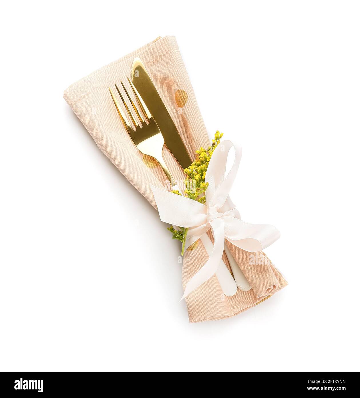 Beautiful table setting on white background Stock Photo - Alamy