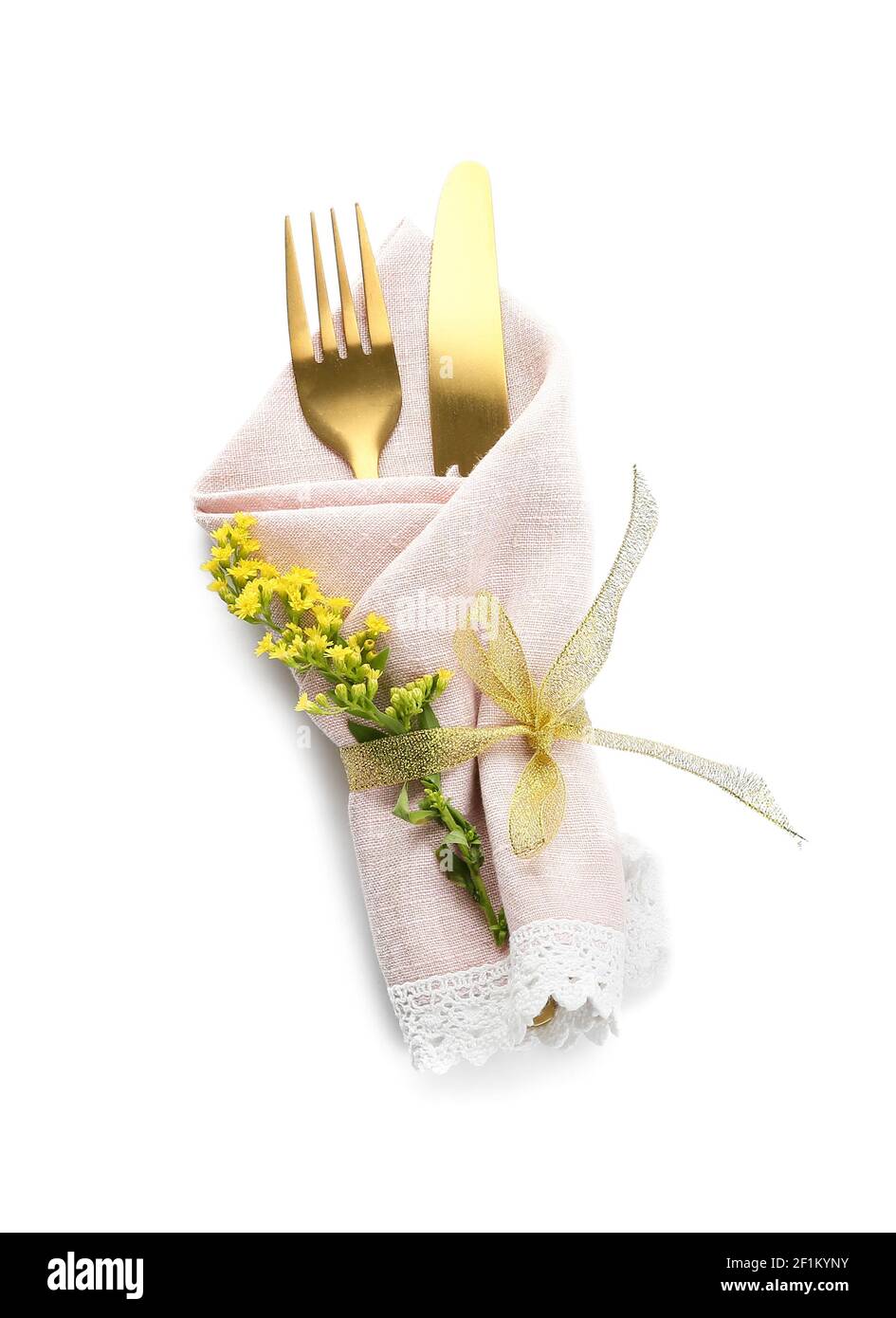 Beautiful table setting on white background Stock Photo - Alamy