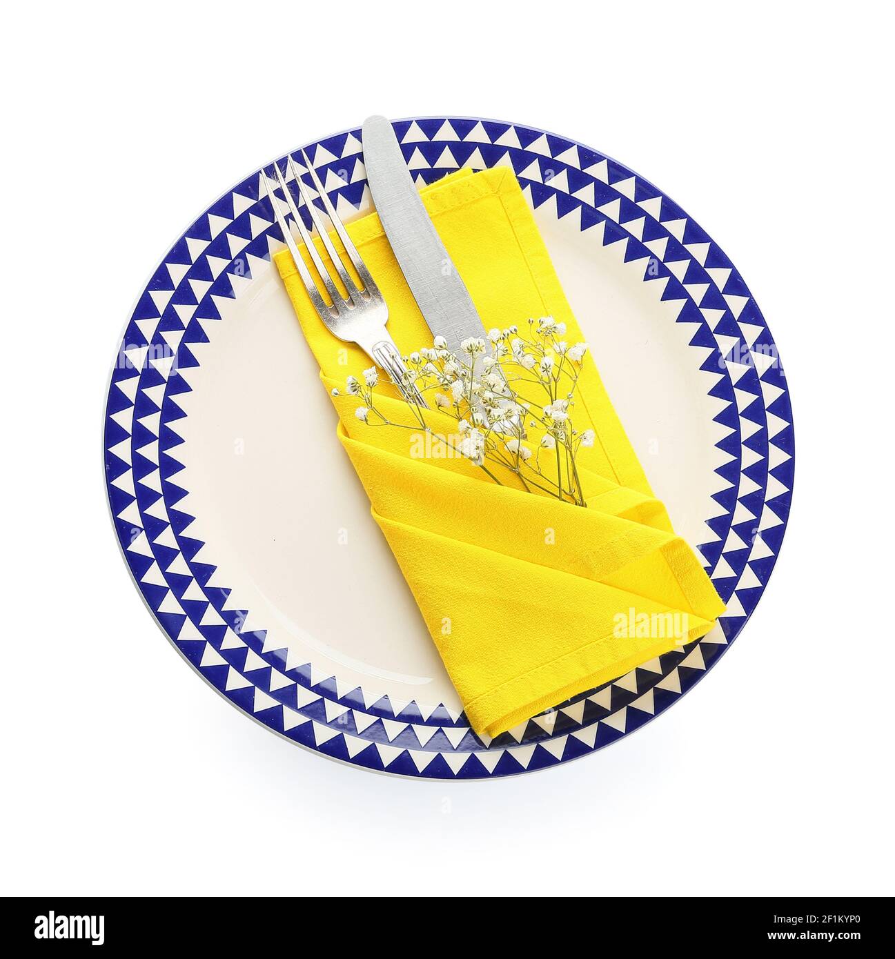 Beautiful table setting on white background Stock Photo - Alamy