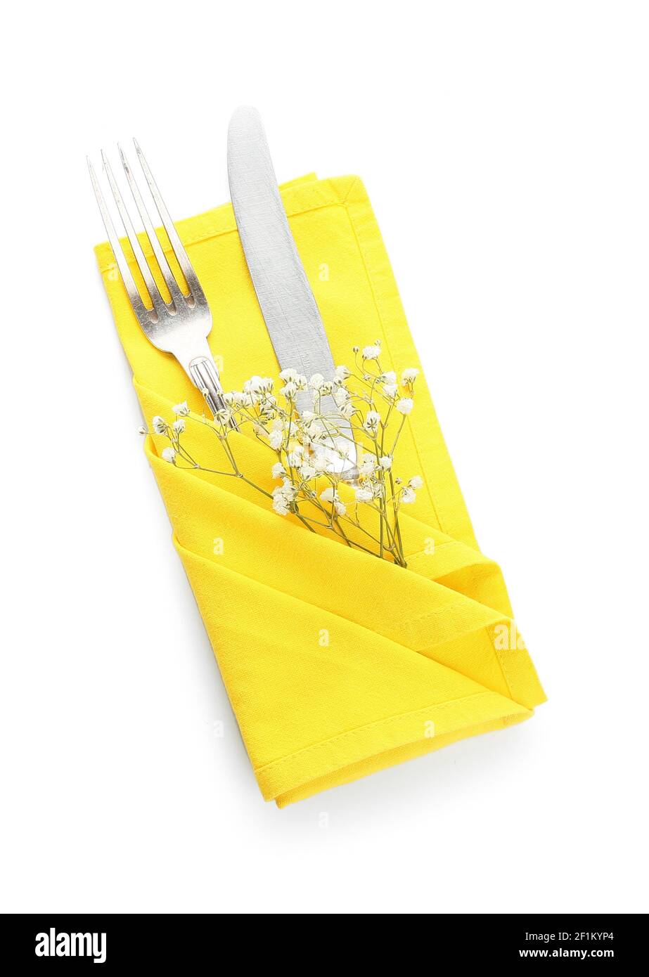 Beautiful table setting on white background Stock Photo - Alamy