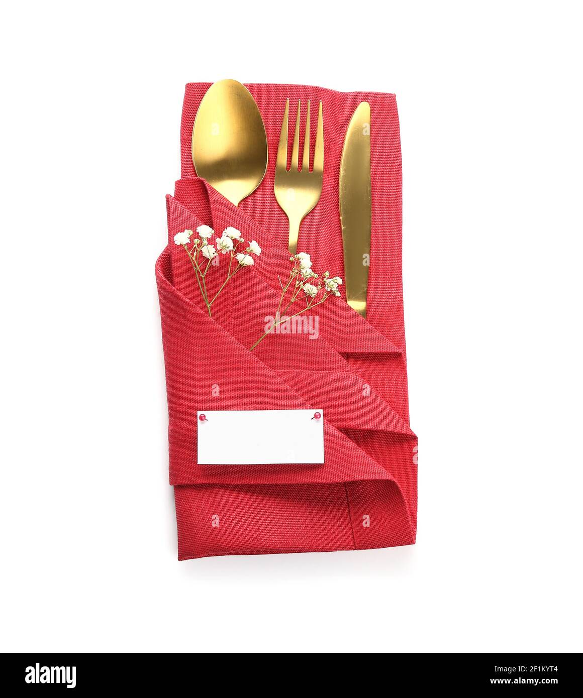 Beautiful table setting on white background Stock Photo - Alamy